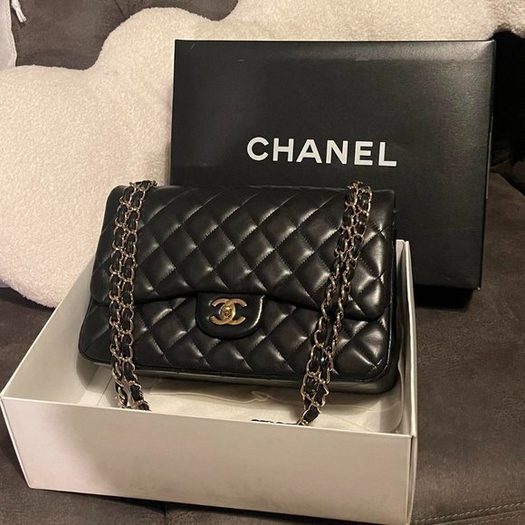 CHANEL | Bags | Authentic Chanel Cf Classic Double Flap Jumbo Gold ...